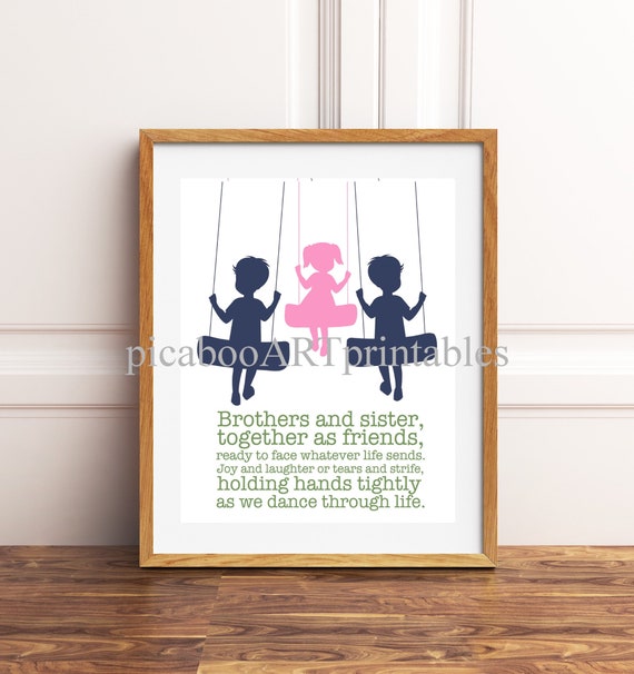 Multiple Siblings Wall Art Two Brothers and a Sister Baby | Etsy