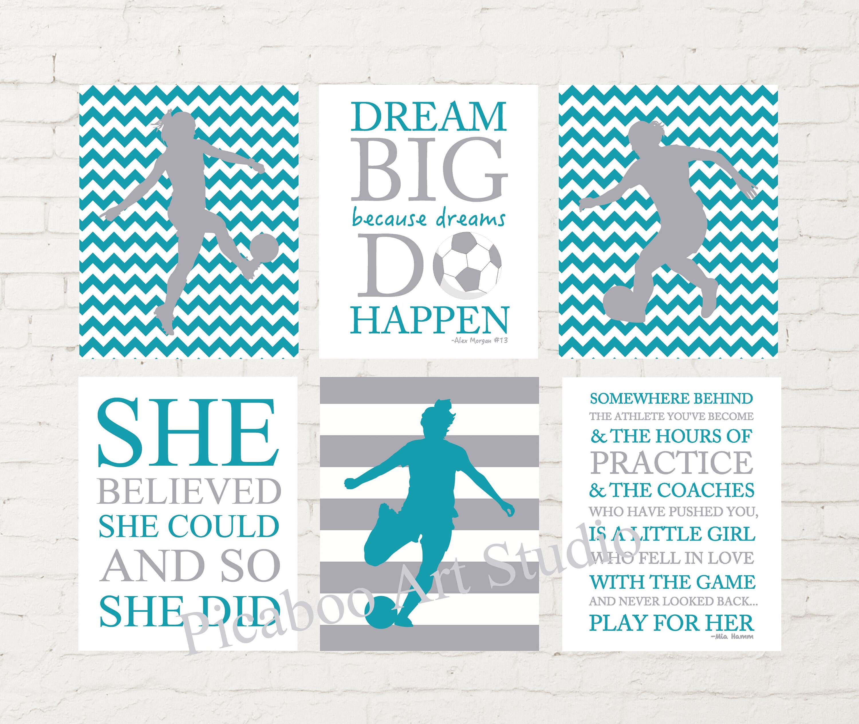 Female Soccer Wall Art, Soccer Player, Teal Blue Wall Art, Soccer Girl ...