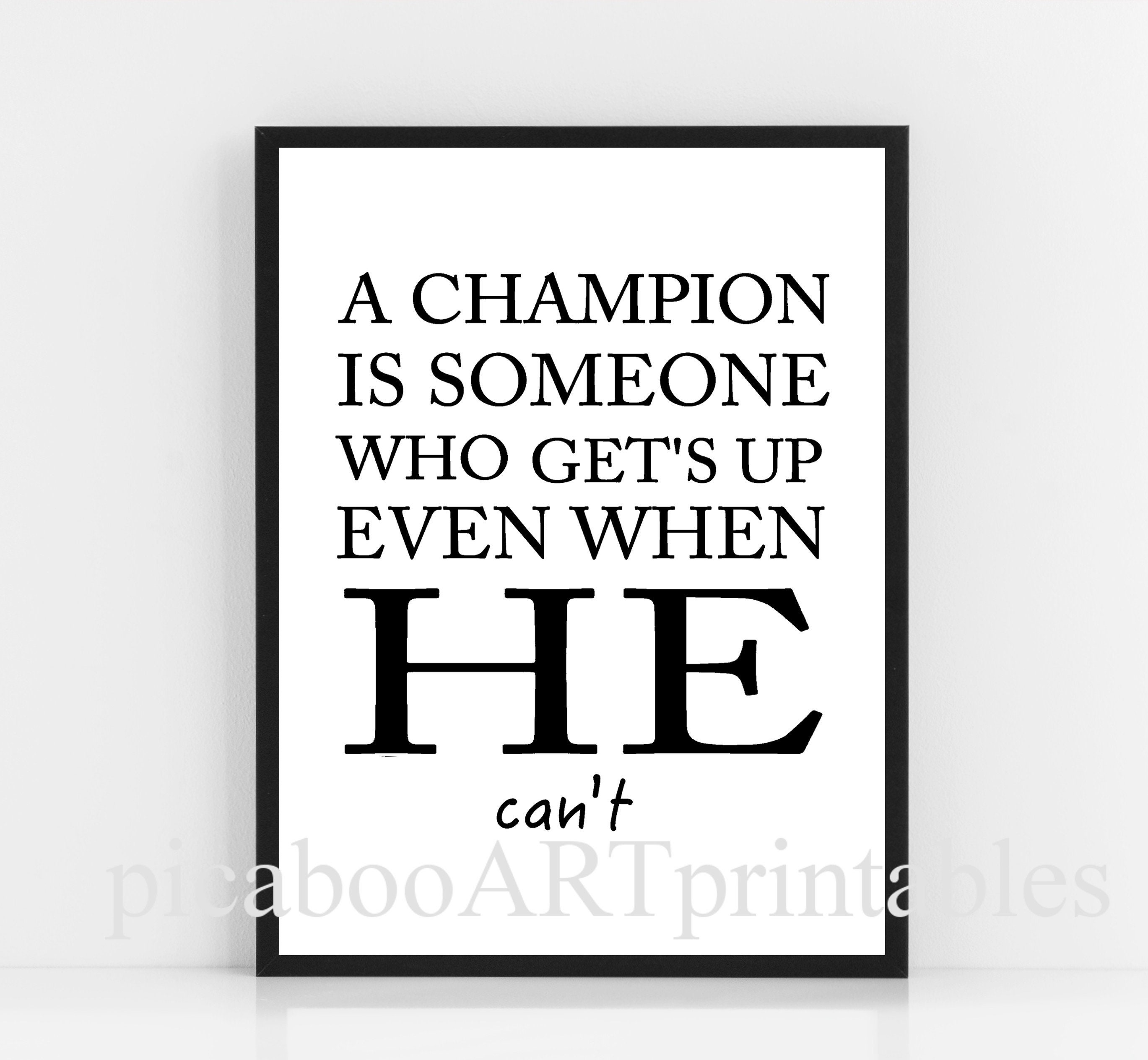A Champion is Someone Who Get's Up, Encouragement Wall Art, Teen Boy ...