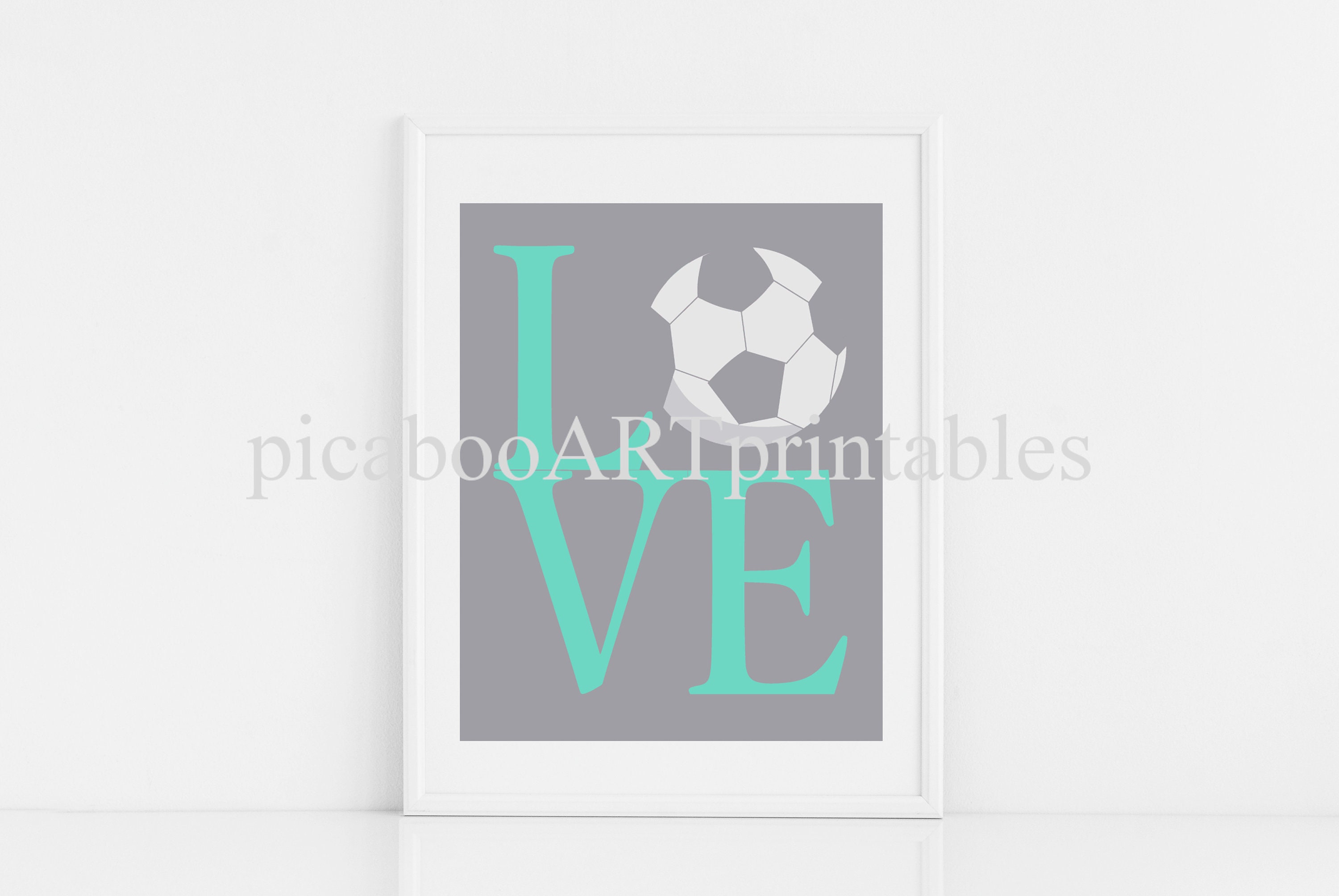 Soccer Girl, Mint Gray Art, Kids Modern Art, Girls Room Decor, Soccer ...