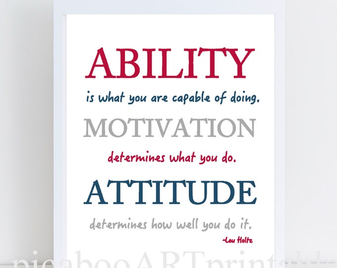 Ability Motivation Attitude, Boys Room Wall Art, Gift for Teen Boy ...