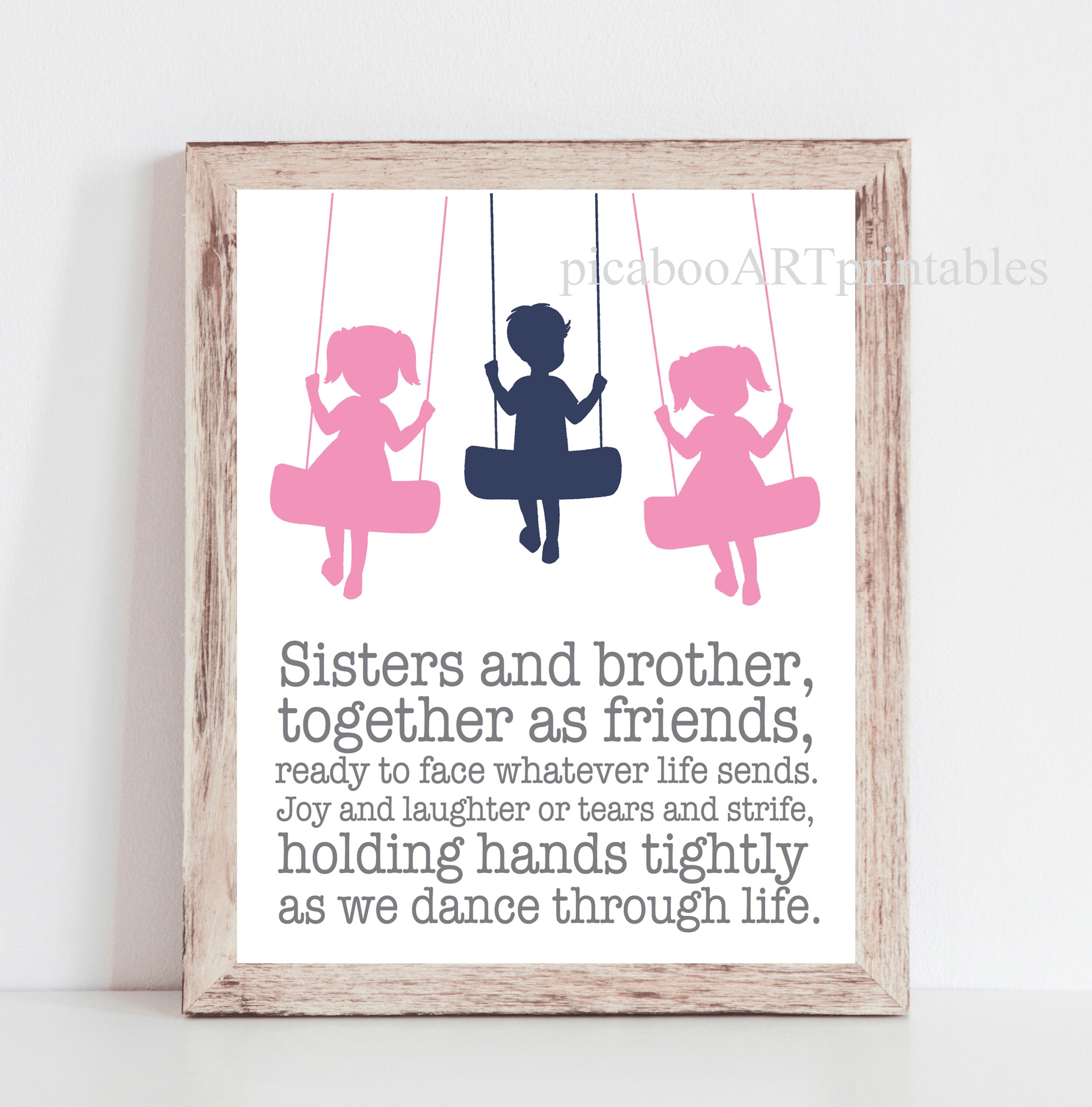 Baby Brother, Multiple Siblings Wall Art, Two Sisters and a Brother ...