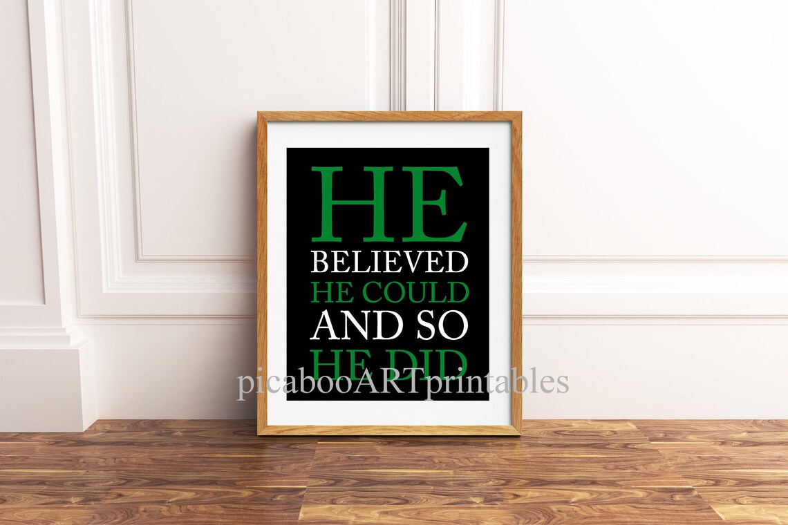 He Believed He Could and so He Did, Boys Inspirational Art, Instant ...