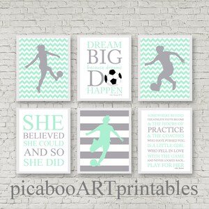 Soccer Girl Set of 6 Images, Female Soccer Wall Art, Soccer Player ...