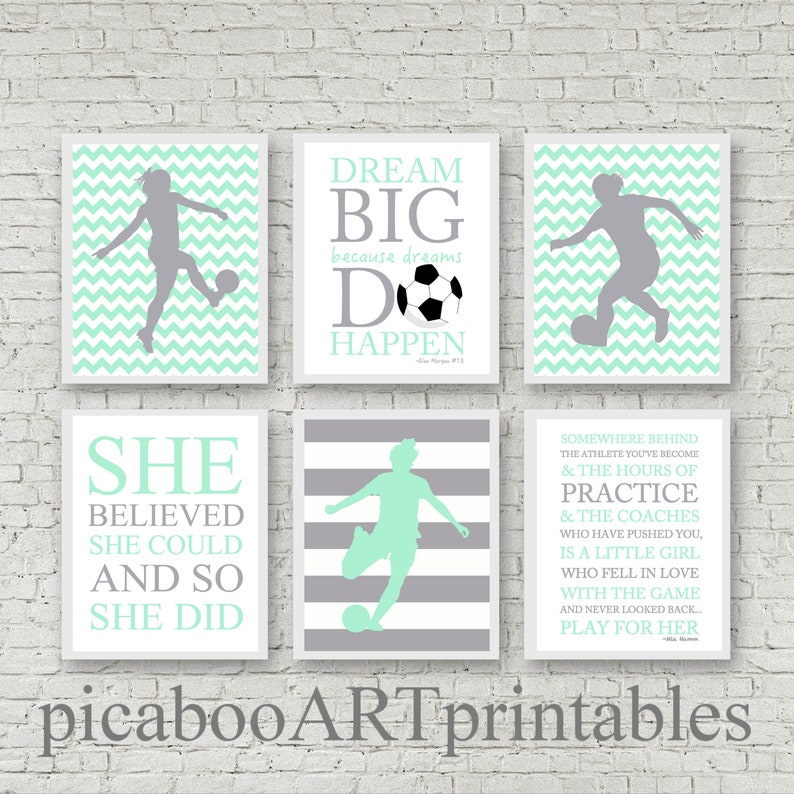 Soccer Girl Set of 6 Images, Female Soccer Wall Art, Soccer Player ...