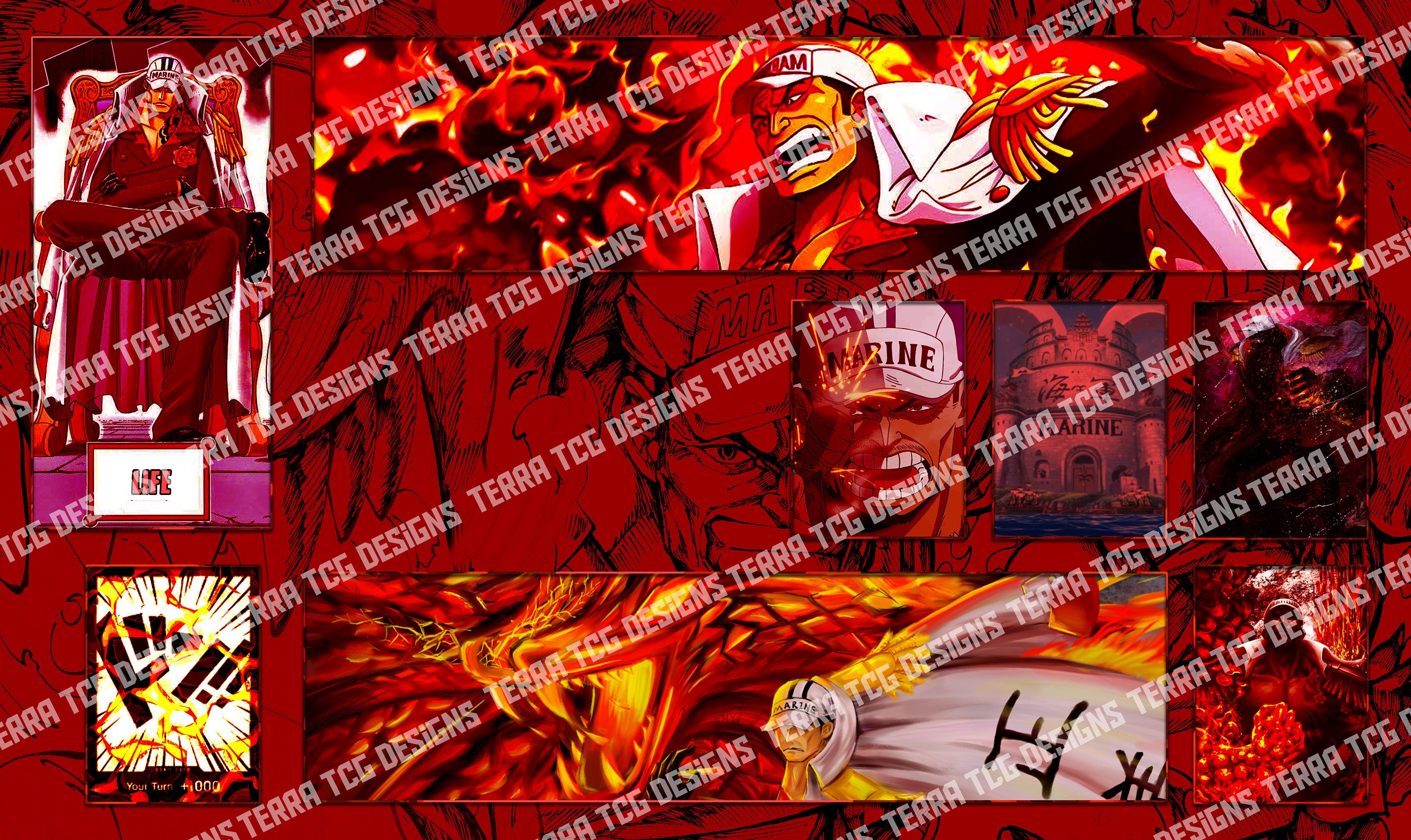 Sakazuki Akainu One Piece TCG Stitched Edge Custom Playmat for the One ...