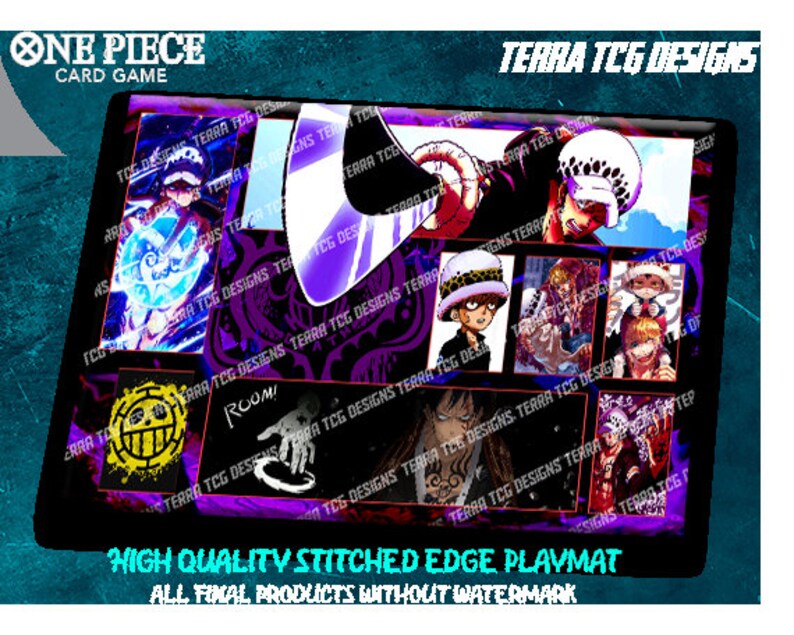 Trafalgar Law Red Purple One Piece TCG Custom Playmat Design for the ...