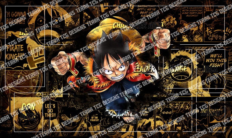Luffy With Manga Background One Piece TCG Custom Playmat Design by ...