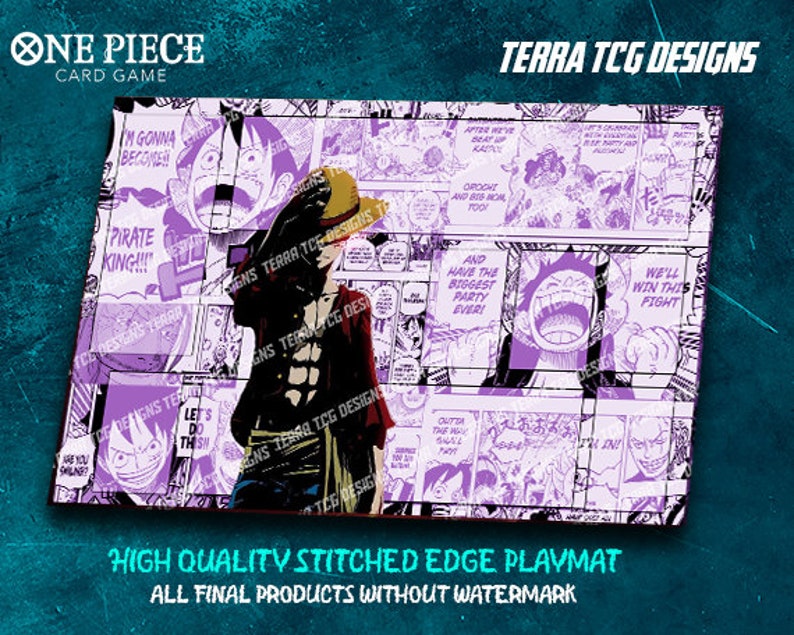 Luffy With Manga Background One Piece TCG - OP05 Purple Luffy Leader ...