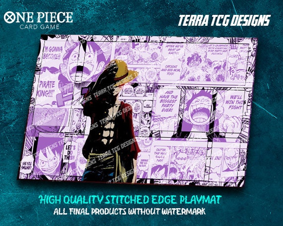 Luffy With Manga Background One Piece TCG - OP05 Purple Luffy Leader ...