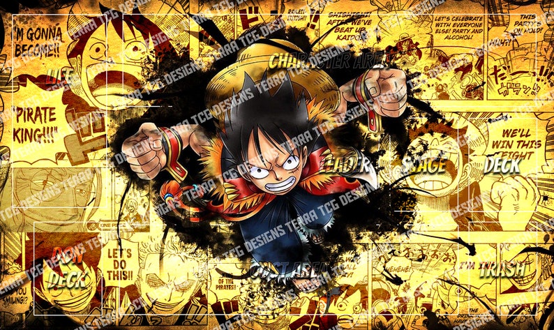 Luffy With Manga Background One Piece TCG Custom Playmat Design by ...