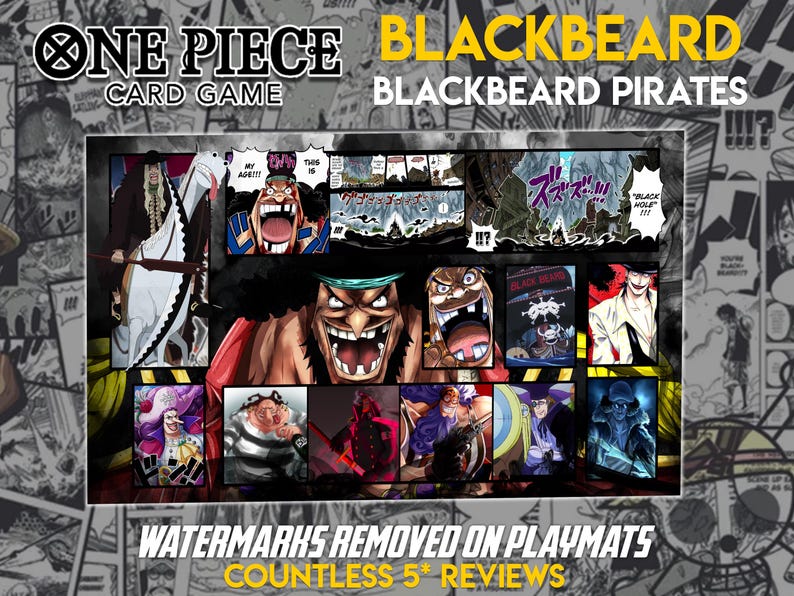 Blackbeard Pirates TCG Playmat: One Piece Trading Card Game - Stitched ...