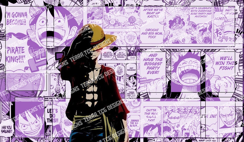 Luffy With Manga Background One Piece TCG - OP05 Purple Luffy Leader ...