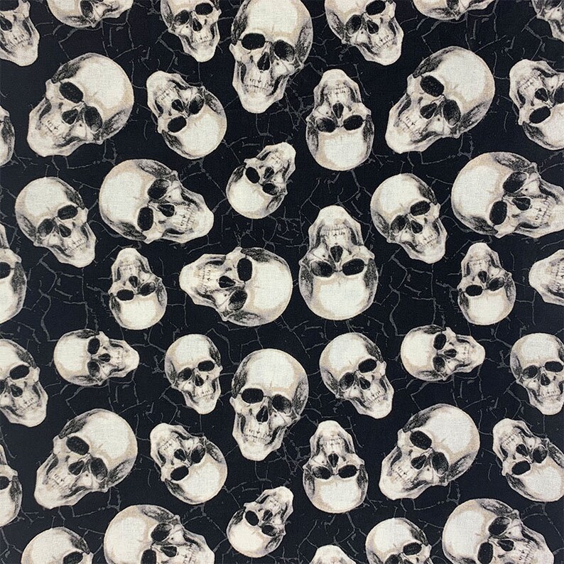 Fashion Black/White Skull Fabric Cotton Fabric Cool Head Skull | Etsy