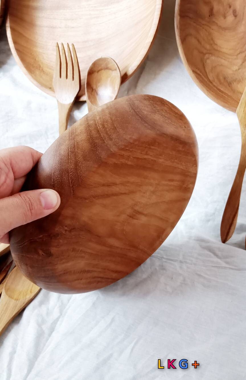 5 Set and 10 Set Teak Wood Tableware/ Wooden Tableware/ Cutleries and ...