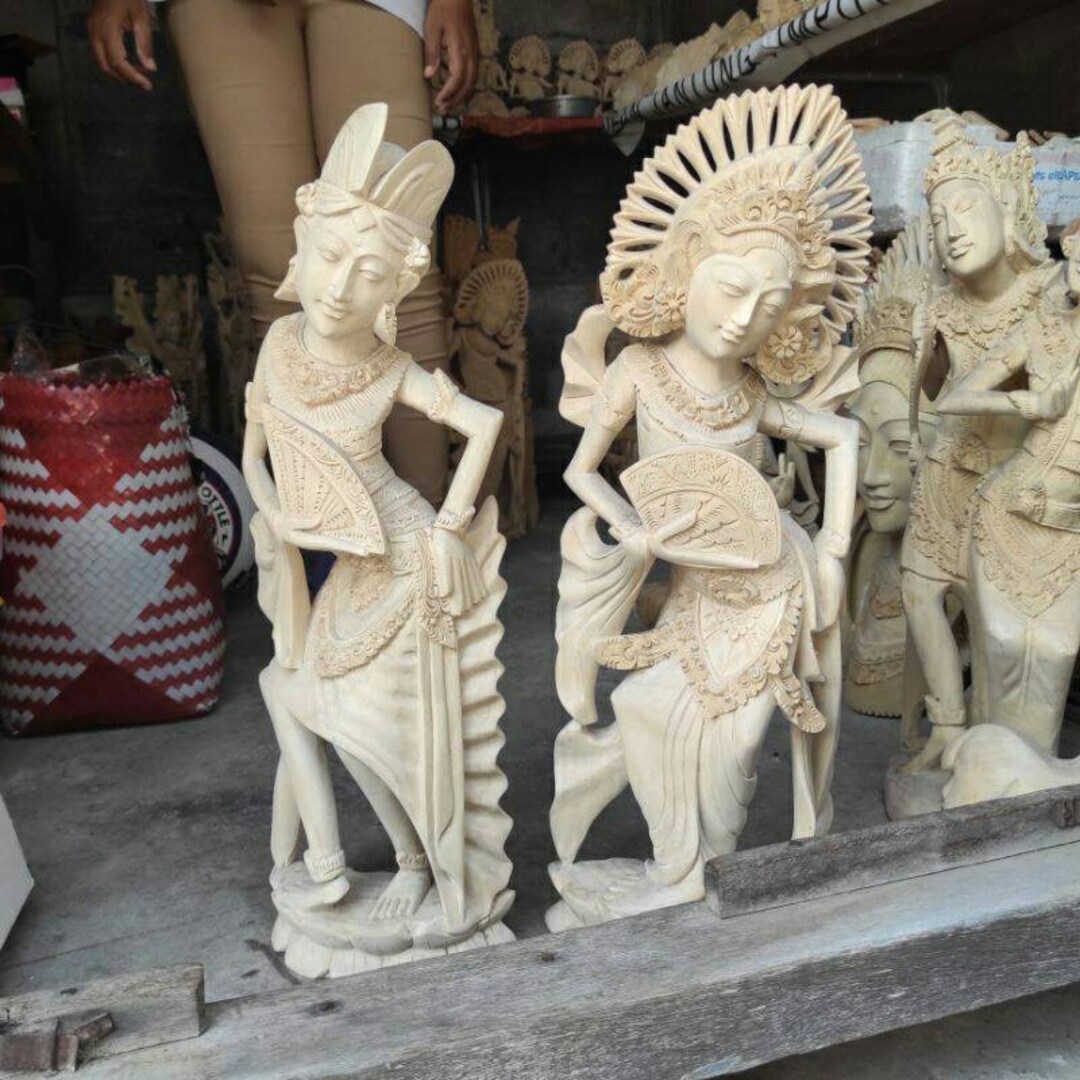 Large Balinese Dancers Statues/50 Cm Kecak Janger/wooden - Etsy
