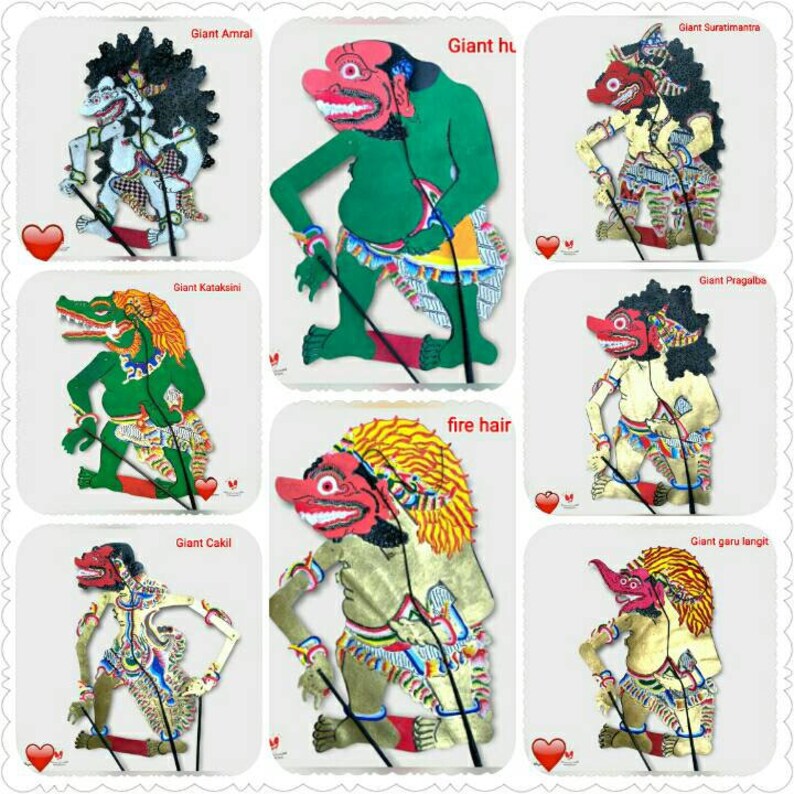 For 8 Pcs Giant Characters Shadow Puppets / Javanese Leather Puppets ...