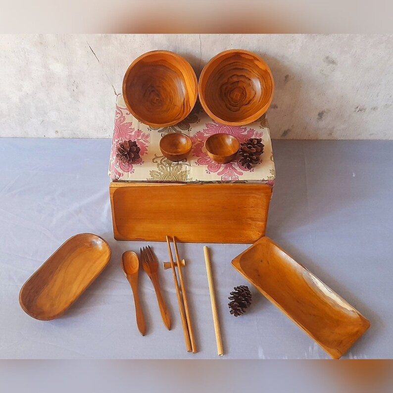 Teakwood Tableware Set/tableware Hampers/wooden Dining Set/free ...