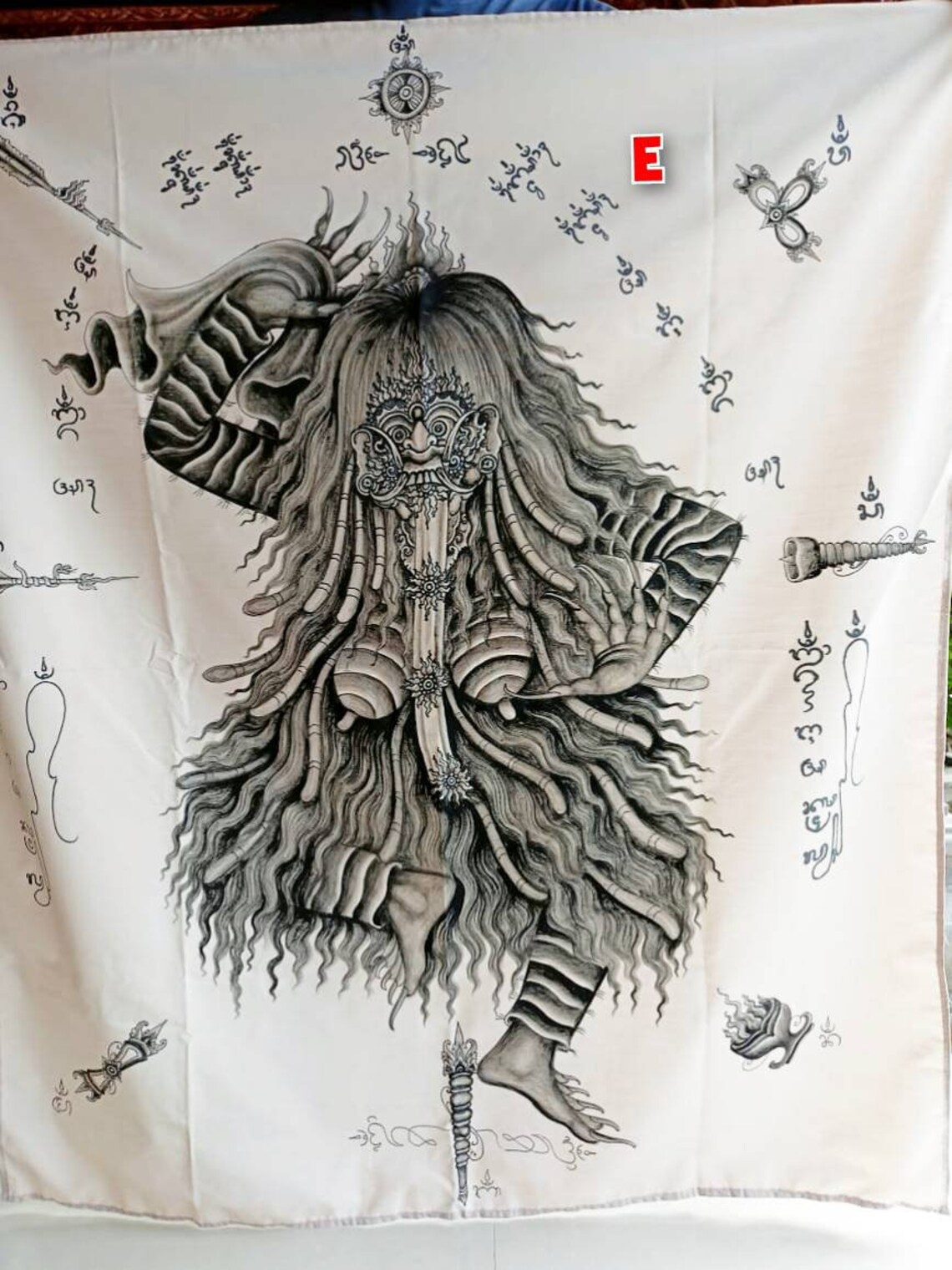 Handpainting Rangda's Head Cover Cloth/balinese Handpainting Wall Decor ...