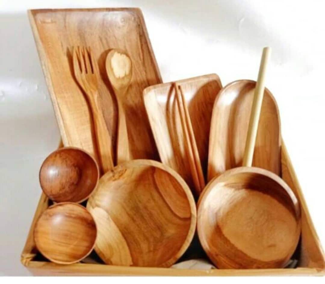 Teakwood Tableware Set/tableware Hampers/wooden Dining Set/free ...