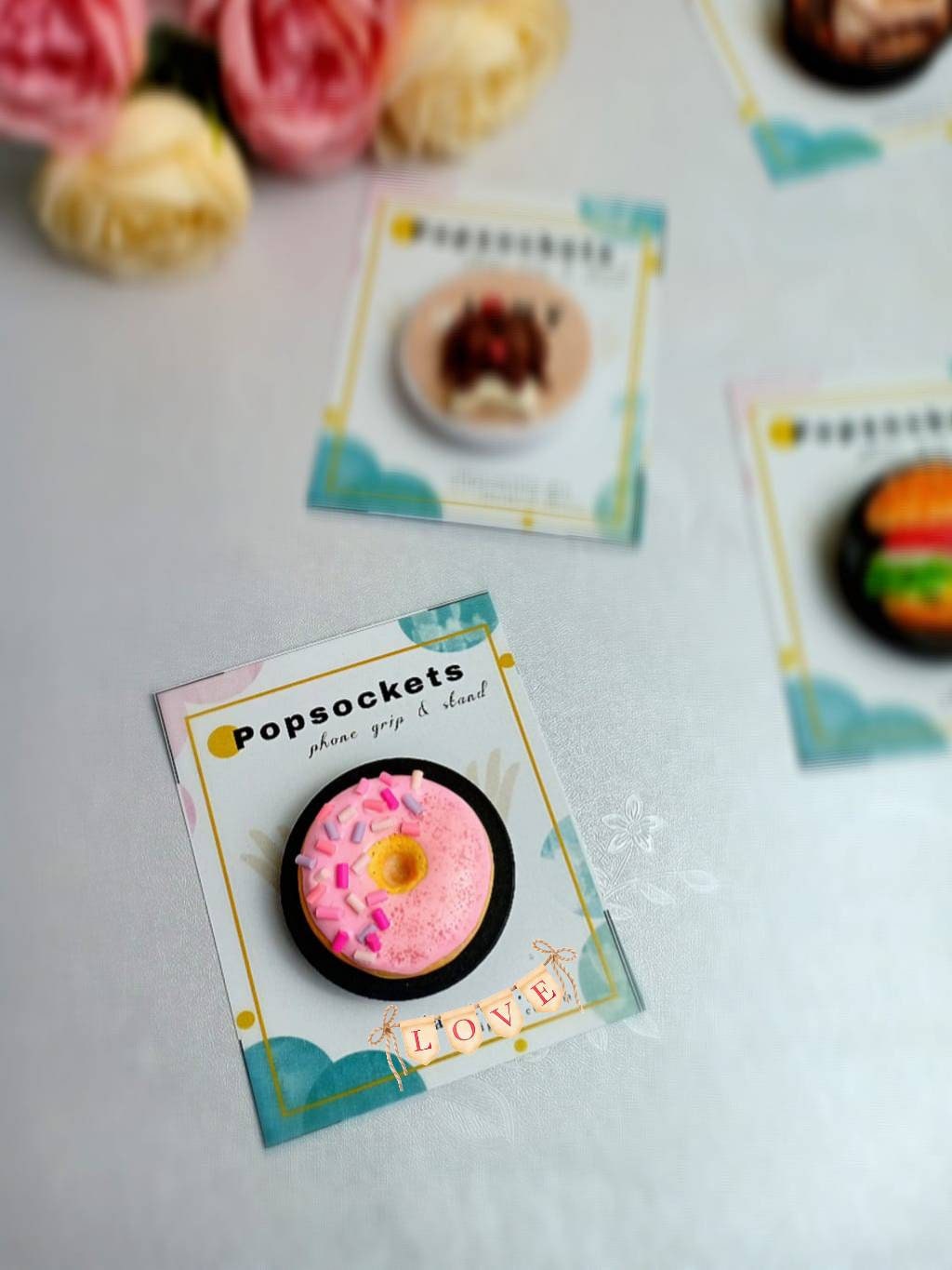 4 Pcs Air Dry Clay Popsocket Phone Accessories/ Beautiful Clay Art ...