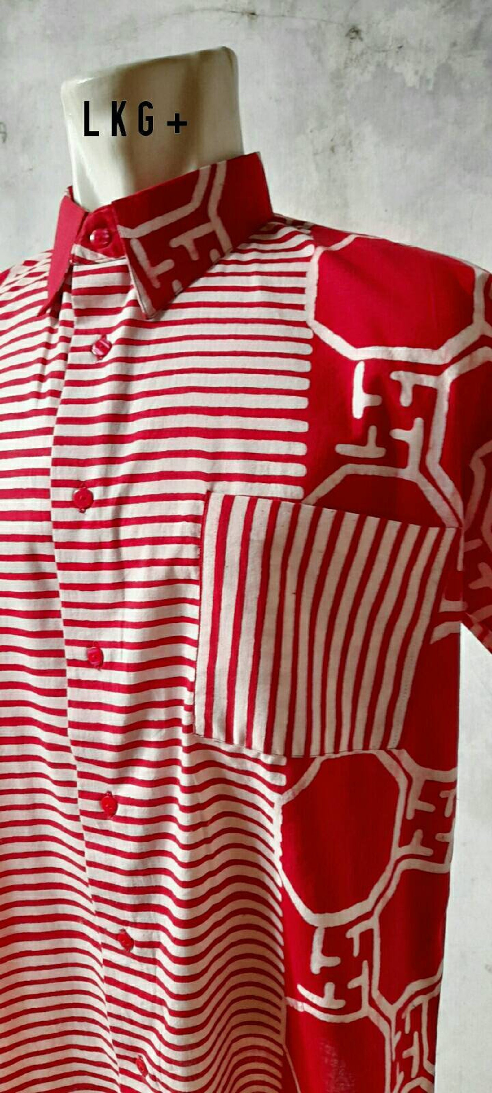 Indonesian Batik Shirt/red Batik Shirt/boho Batik - Etsy