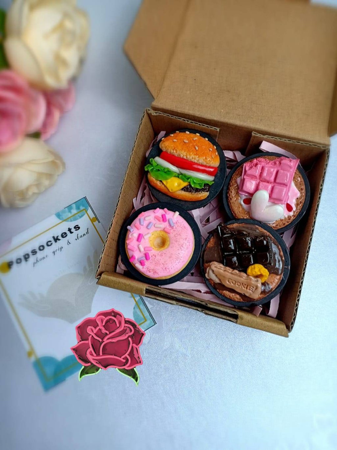 4 Pcs Air Dry Clay Popsocket Phone Accessories/ Beautiful Clay Art ...