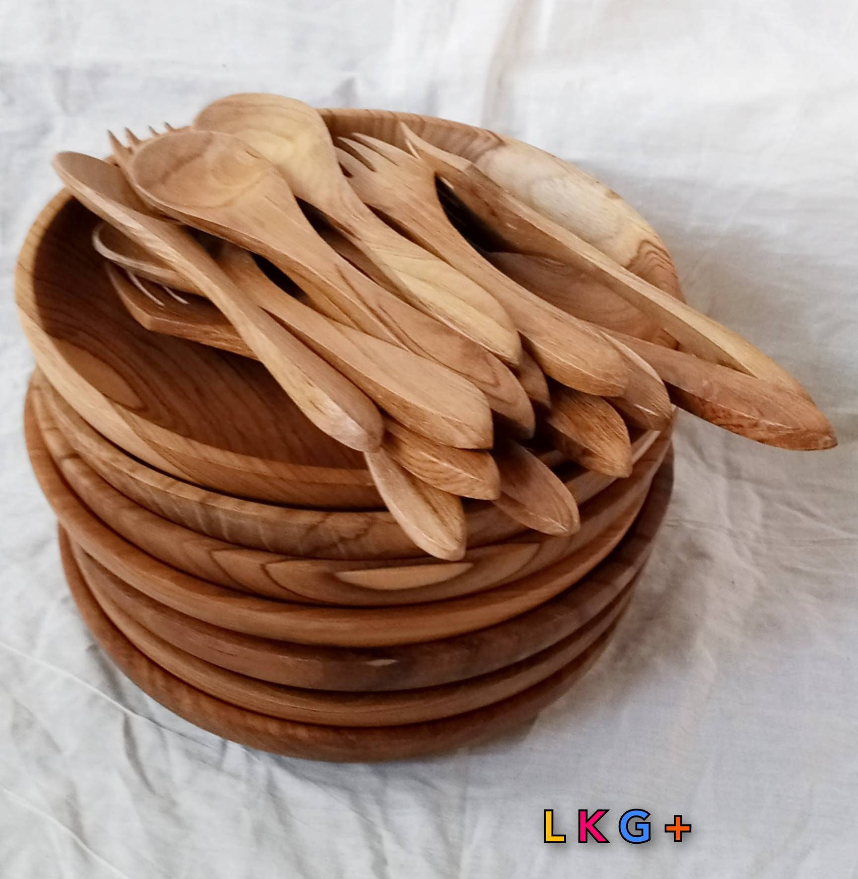 5 Set and 10 Set Teak Wood Tableware/ Wooden Tableware/ Cutleries and ...