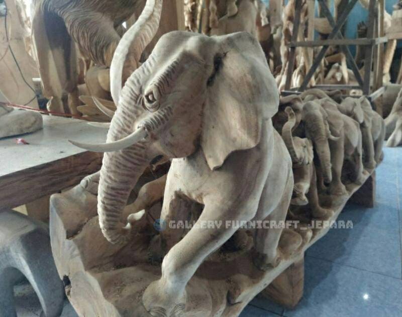 Wooden Elephants Relief/solid Suar Wood Elephants Sculpture/ Wooden ...