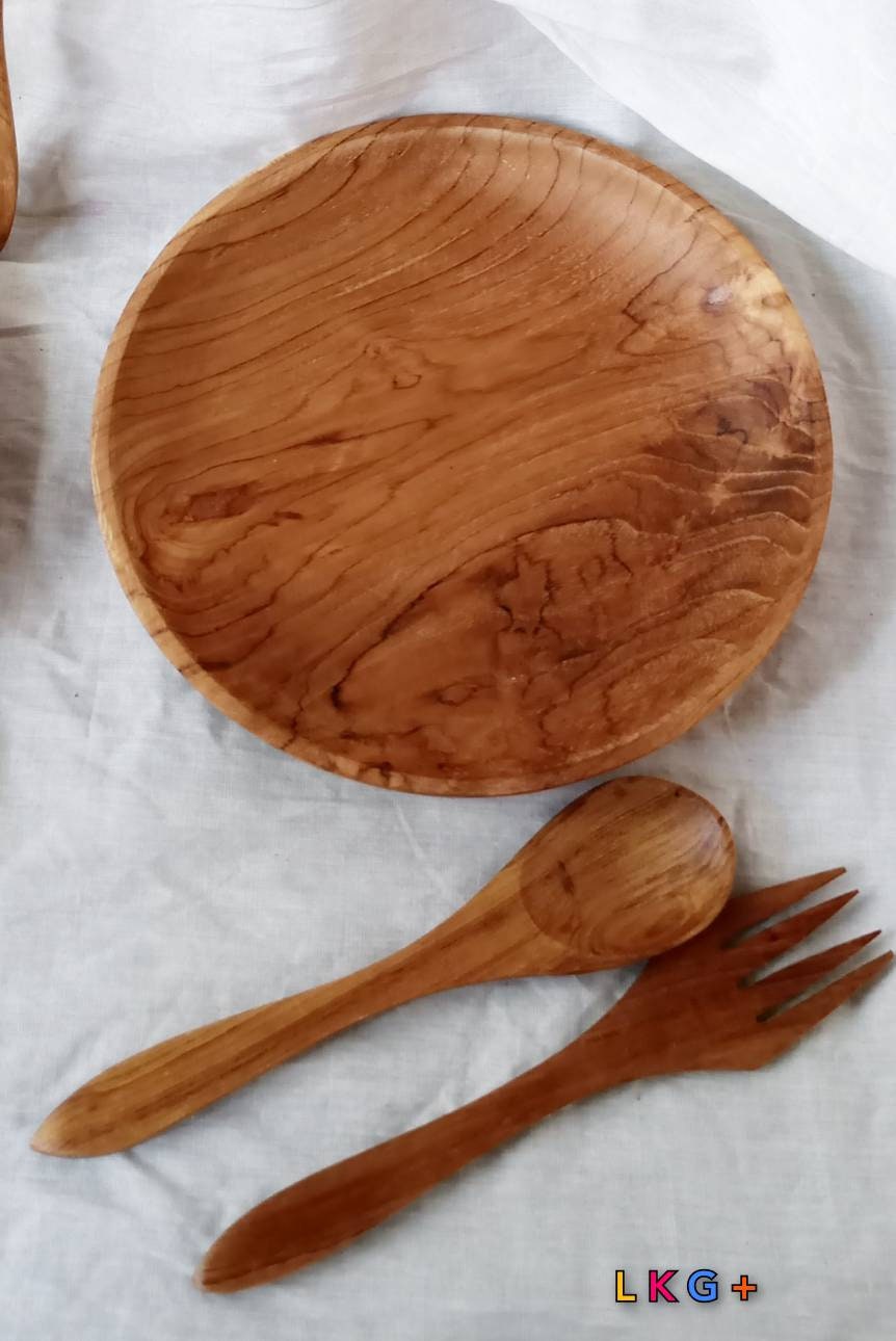 5 Set and 10 Set Teak Wood Tableware/ Wooden Tableware/ Cutleries and ...