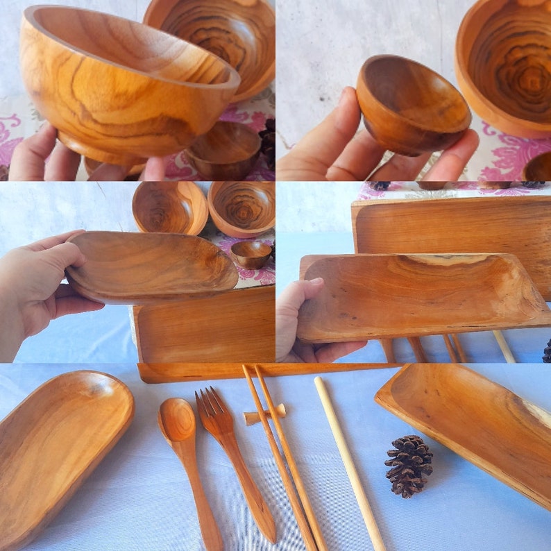 Teakwood Tableware Set/tableware Hampers/wooden Dining Set/free ...