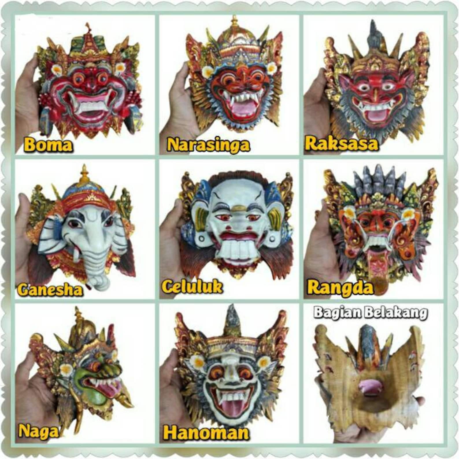 Fine Collection Balinese Mini Mask/balinese Hindu Puppet Characters ...