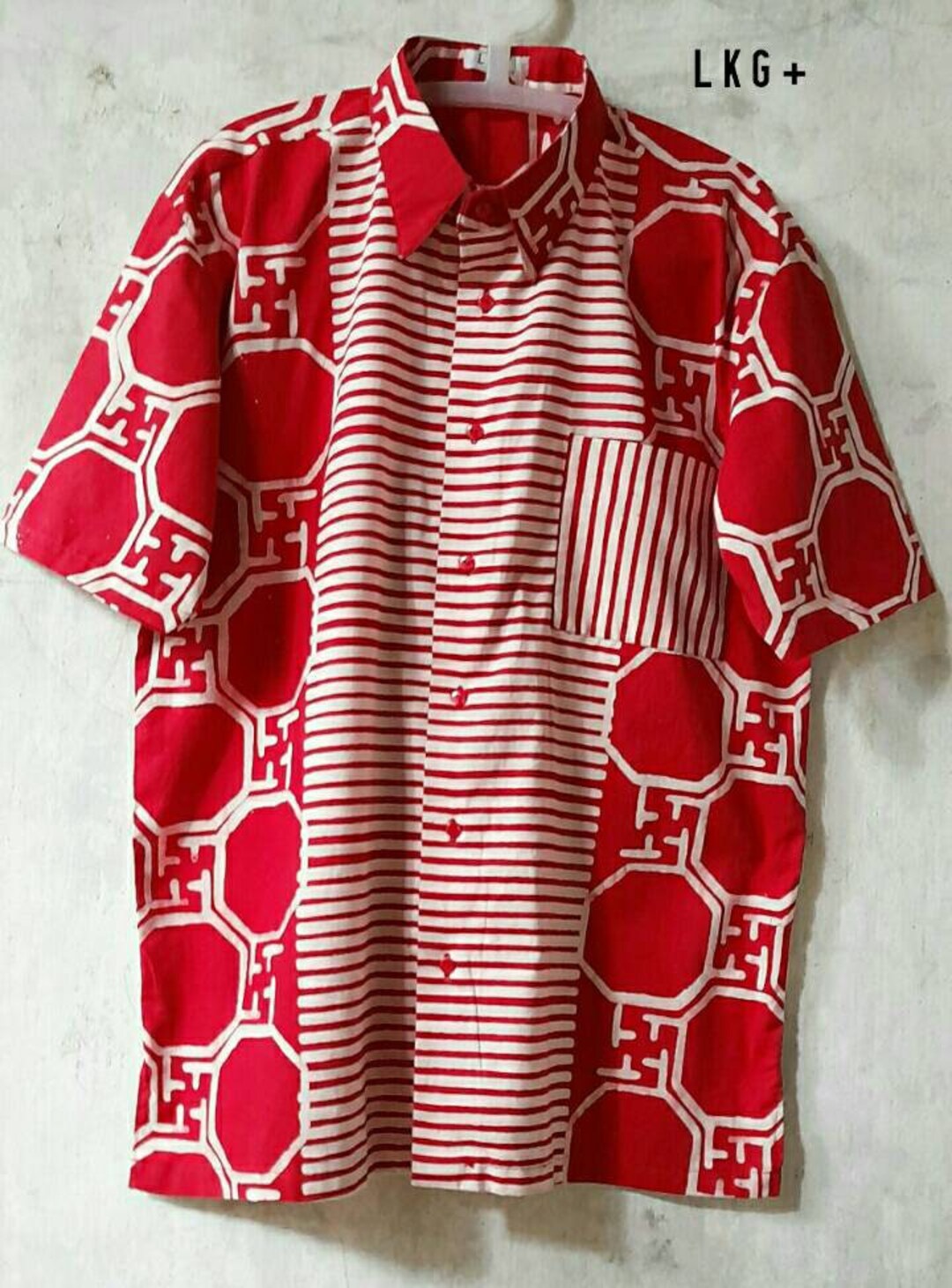 Indonesian Batik Shirt/red Batik Shirt/boho Batik - Etsy