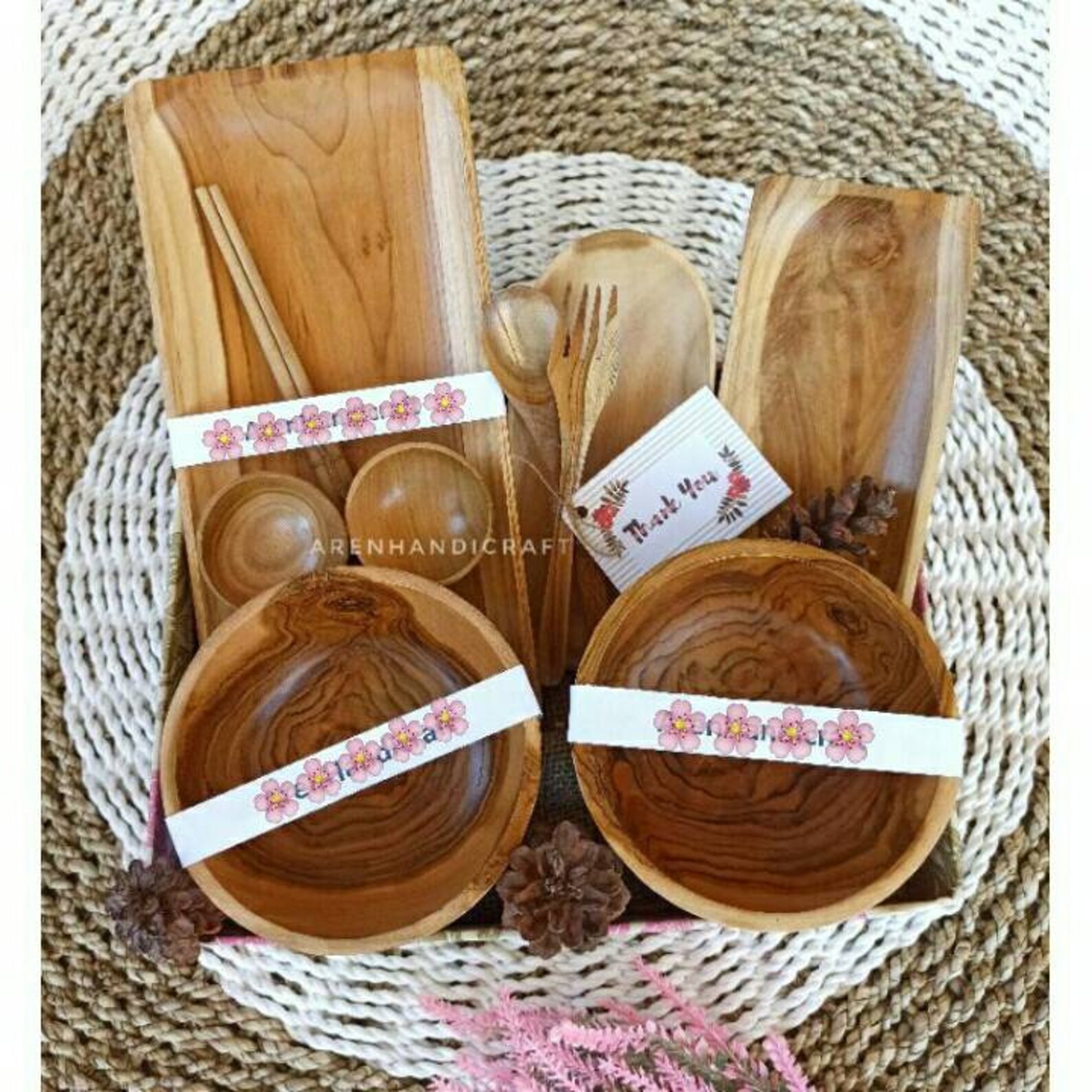 Teakwood Tableware Set/tableware Hampers/wooden Dining Set/free ...