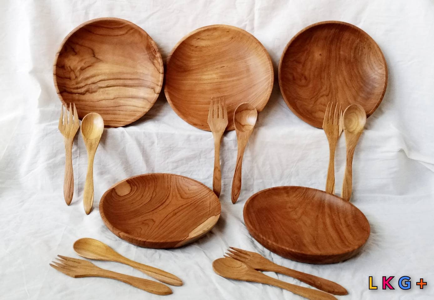 5 Set and 10 Set Teak Wood Tableware/ Wooden Tableware/ Cutleries and ...