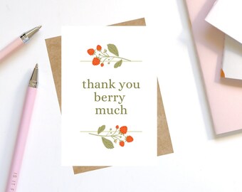 Thank You Card Digital Download thank You Berry Much - Etsy