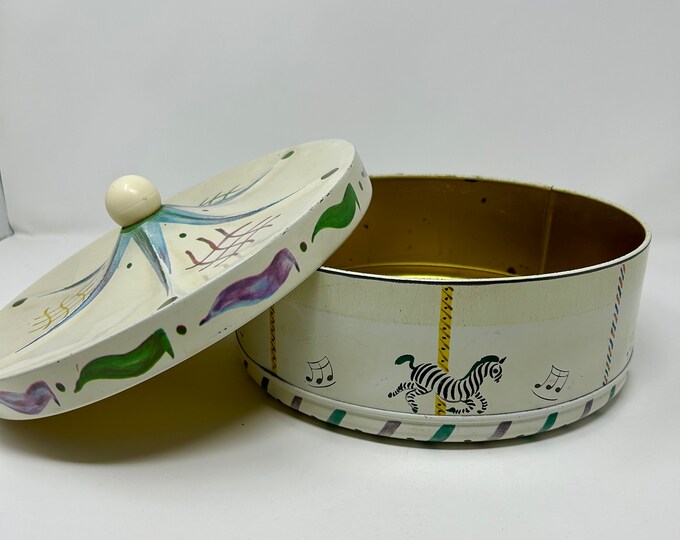 Vintage Guildcraft Carousel Storage Tin - Etsy