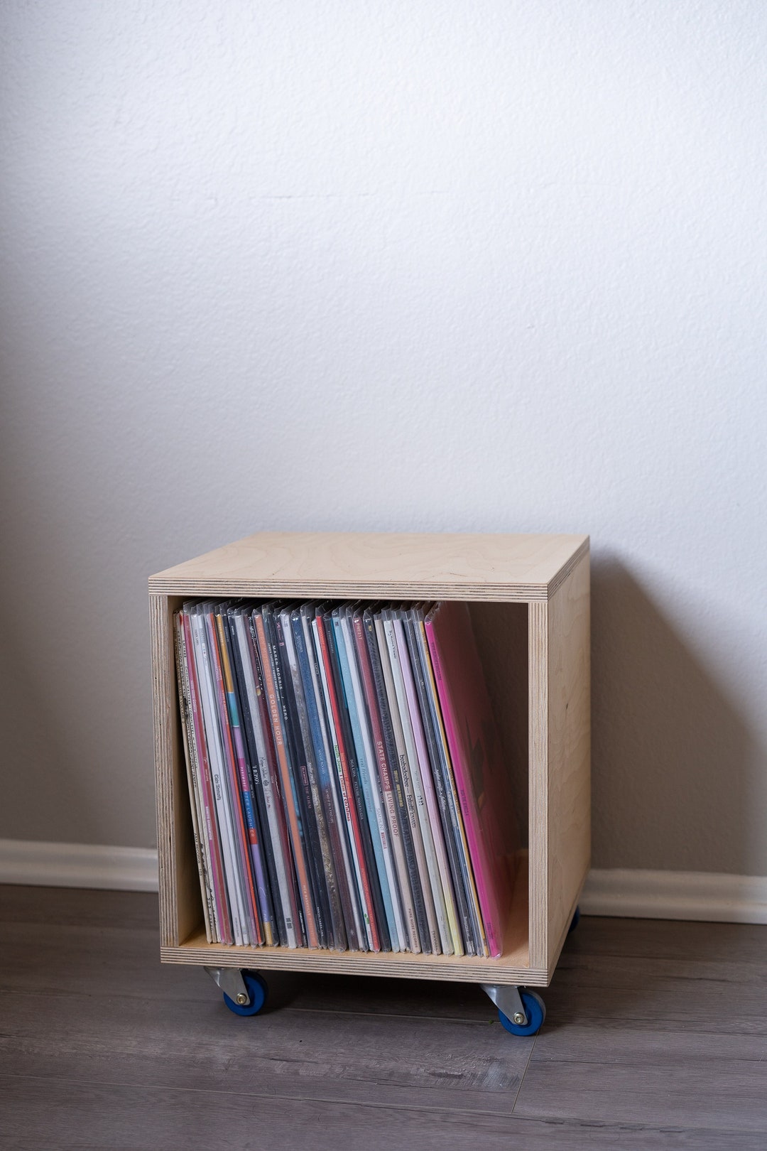 Baltic Birch Vinyl Record Storage Cube With Wheels - Etsy