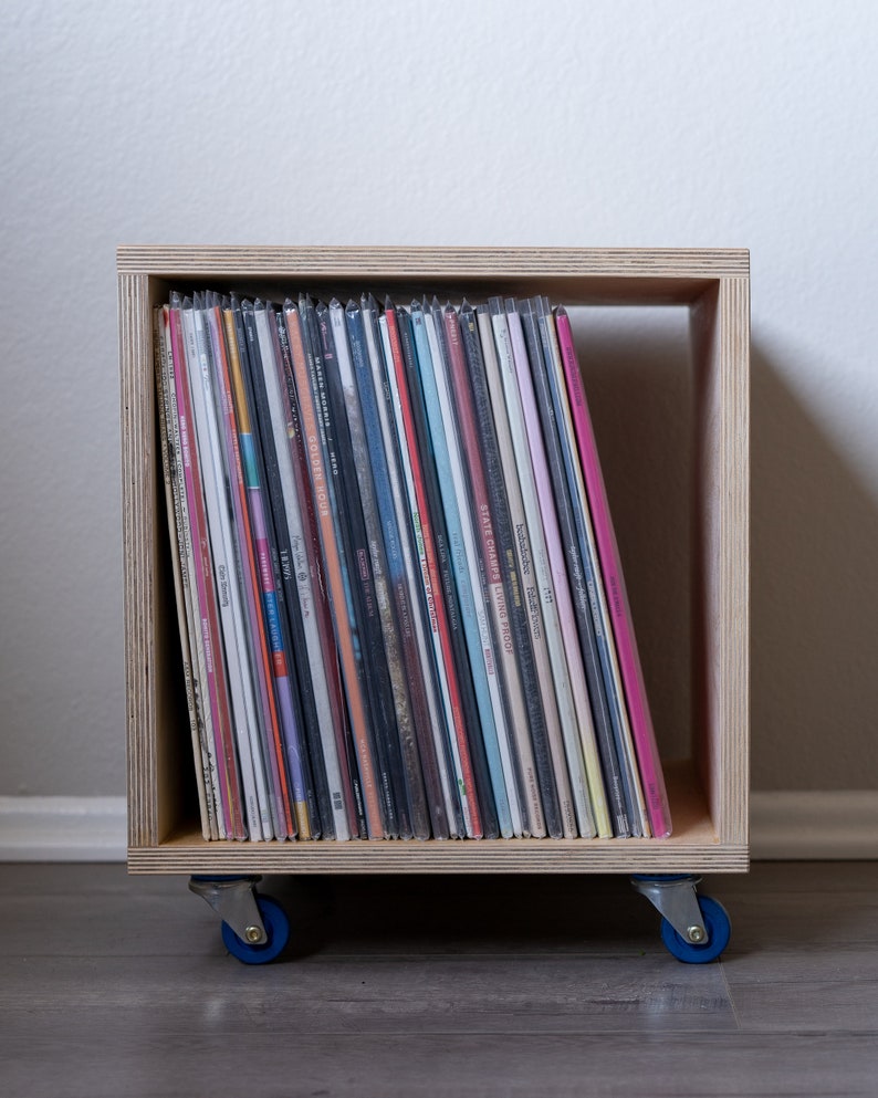 Baltic Birch Vinyl Record Storage Cube With Wheels - Etsy