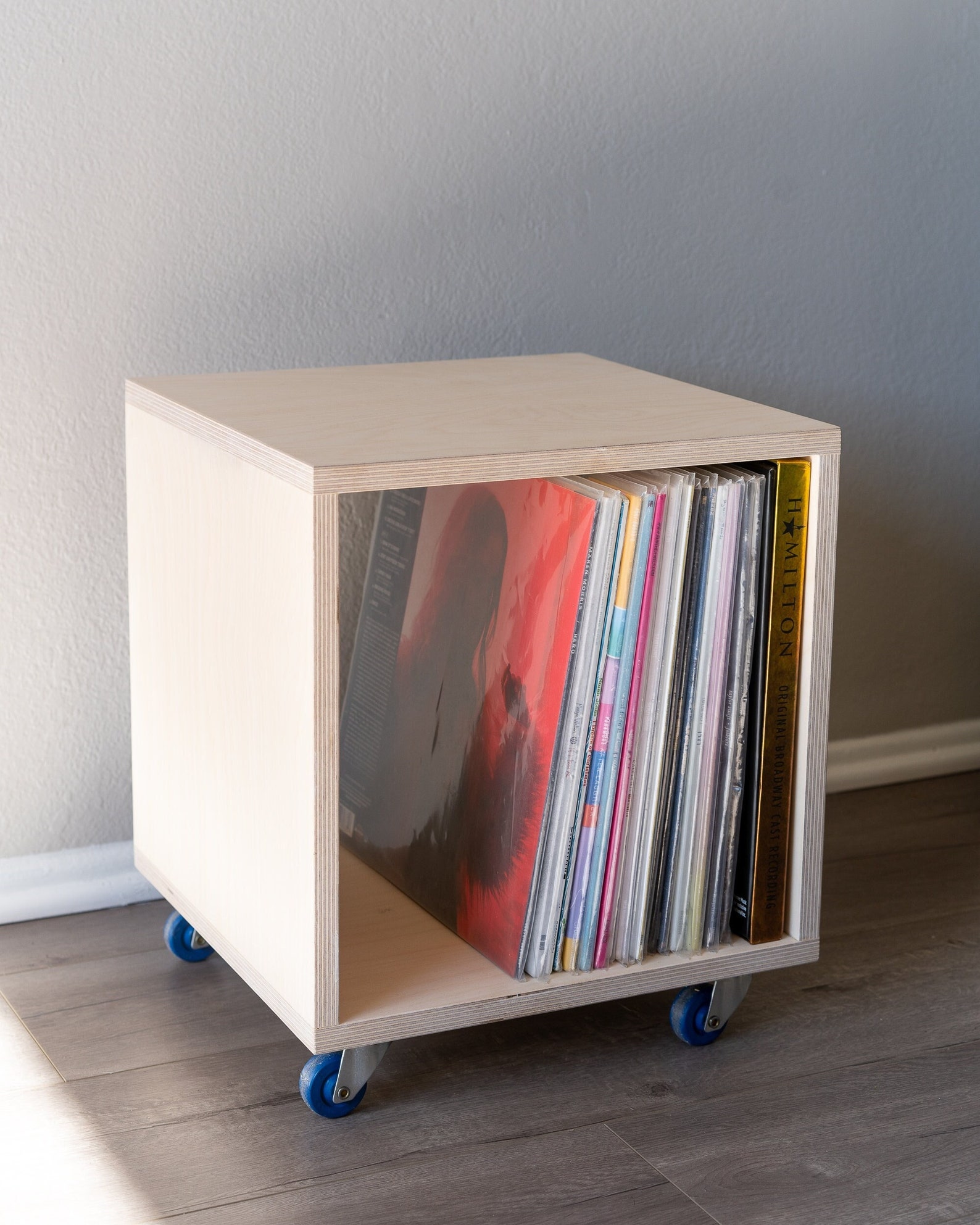 Baltic Birch Vinyl Record Storage Cube With Wheels - Etsy
