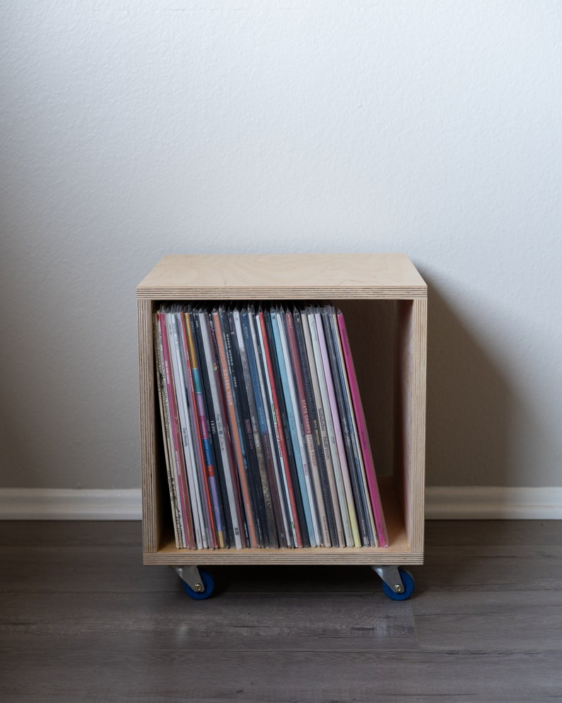 Baltic Birch Vinyl Record Storage Cube With Wheels - Etsy