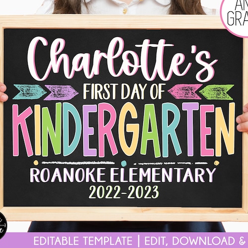 Editable First Day of School Sign Reusable Back to School - Etsy