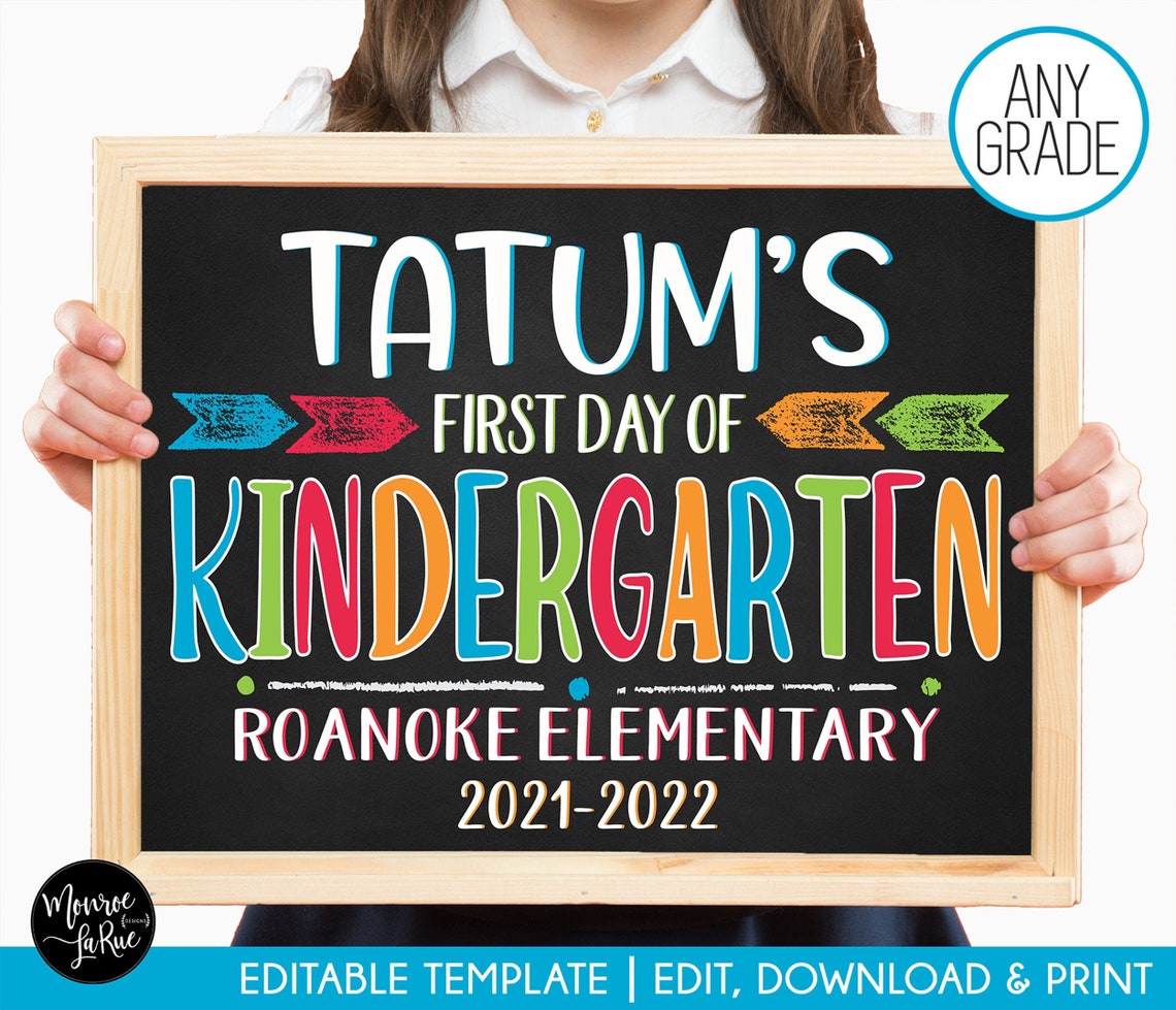 Letrero editable del 1er día de clases póster de pizarra de | Etsy México