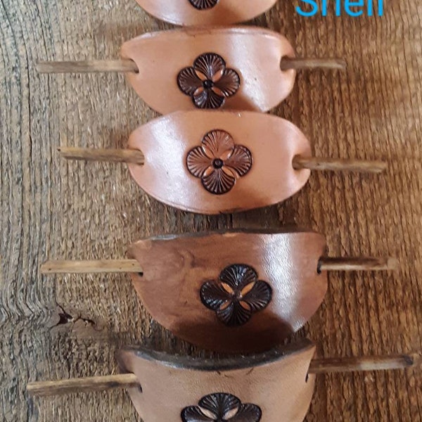 Leather Hair Barrette With Stick - Etsy