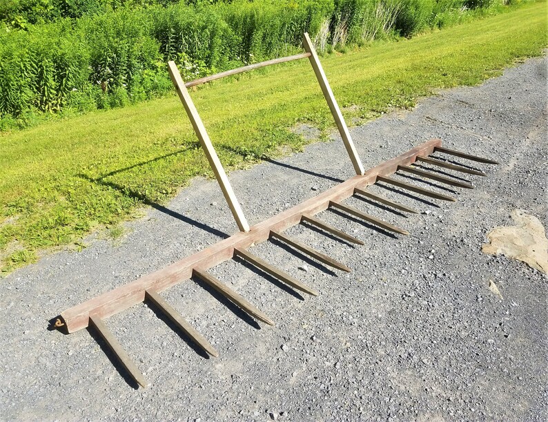 Large 10 Foot Long Primitive 12 Tine Wooden Hay Rake Antique | Etsy