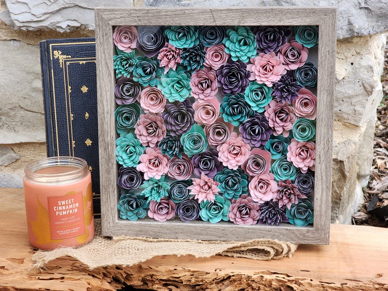 Personalized Paper Flower Shadow Box - Etsy