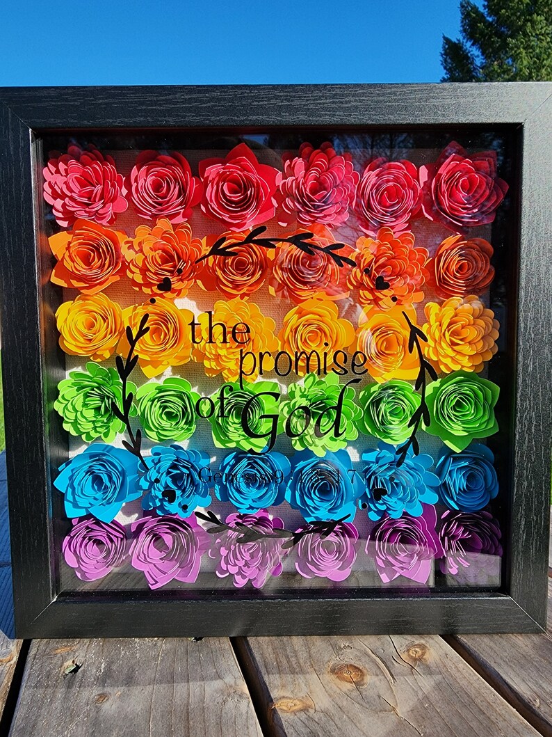 Customizable Rainbow Paper Flower Shadow Box, Spiritual - Etsy