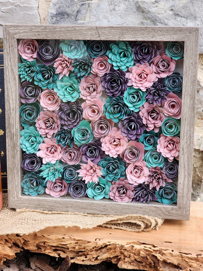 Personalized Paper Flower Shadow Box - Etsy