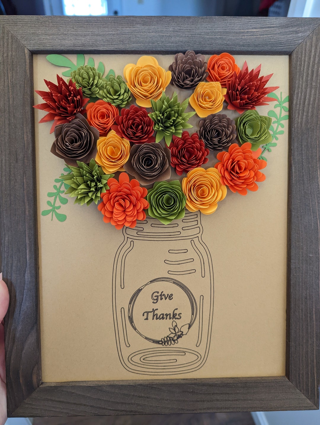 Rolled Paper Flower Frame Arrangement Thanksgiving - Etsy