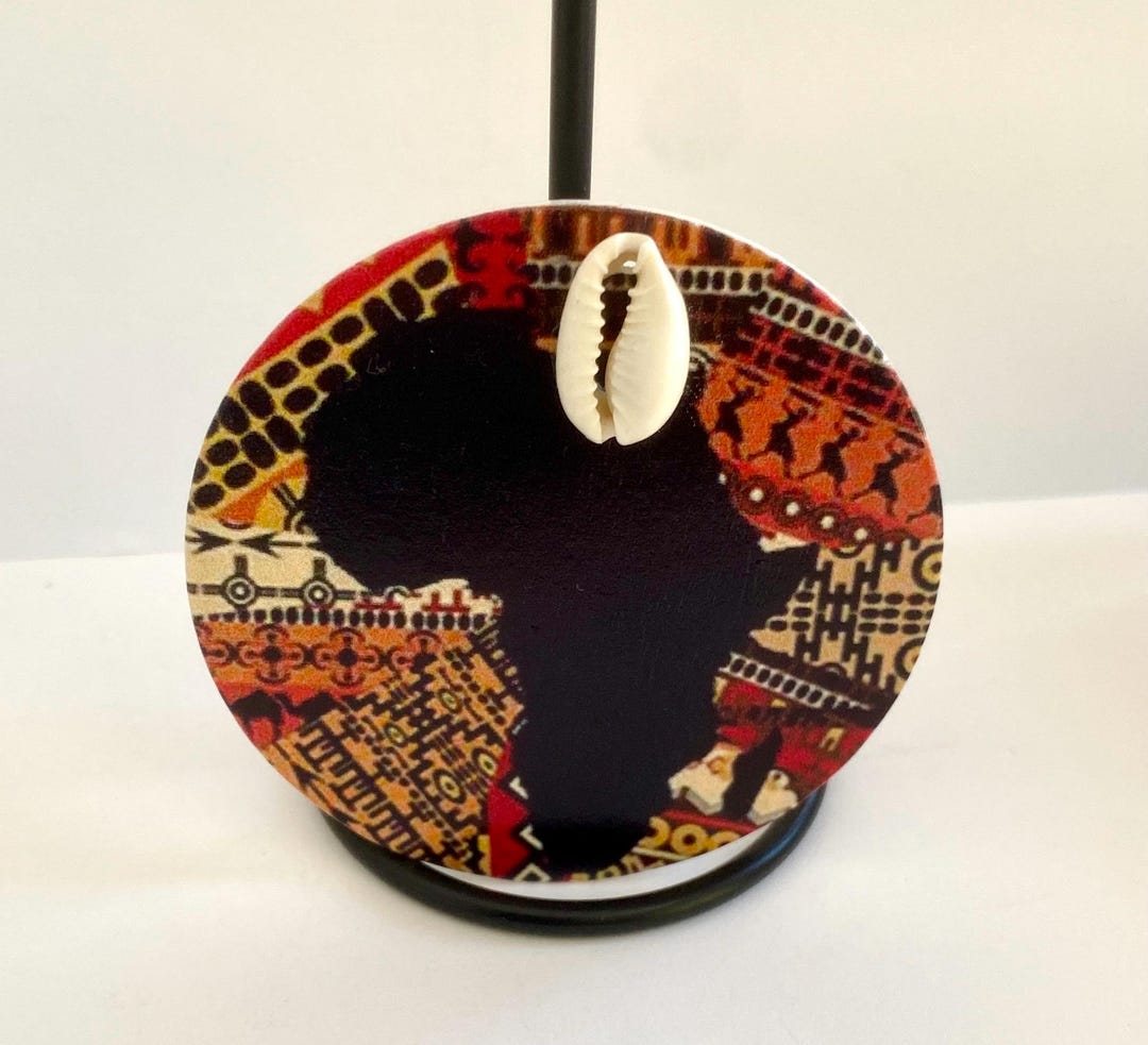 Black Silhouette of Africa Pin, African Pin Statement Pin, Cowrie Shell ...